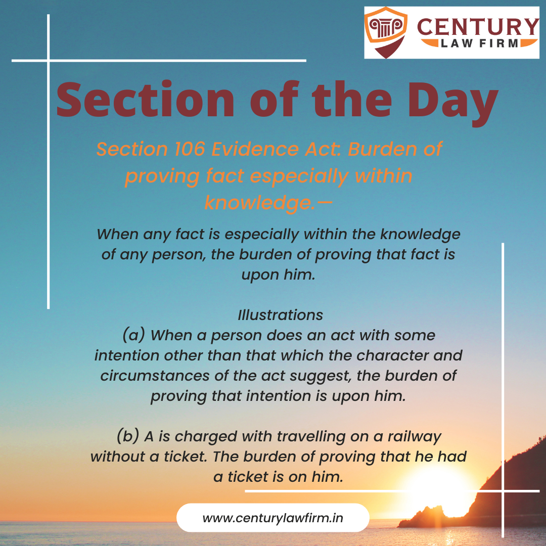 Section 106 Evidence Act, 1872 - Legal Section of the Day